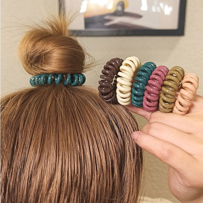 Colors Telephone Line Hair Tie Telephone Cord Rubber Band Female Hair ...