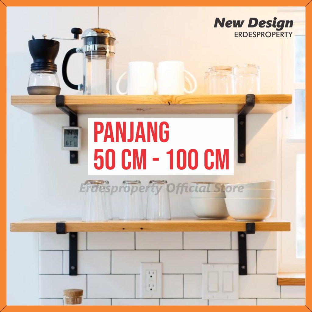 HIASAN DINDING KAYU Original Solid Wood Shelf Wall Hanging Book Kitchen ...