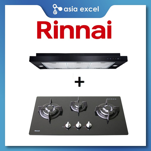 RINNAI RH-S329-PBR SLIMLINE HOOD + RINNAI RB-7303S-GBSM 3 BURNER GLASS HOB | Shopee Singapore