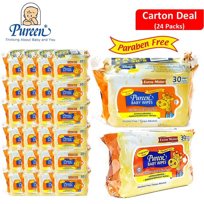 Pureen Baby Fragrance-Free Wipes (2x30s x 24 Packs) Carton Sale ...