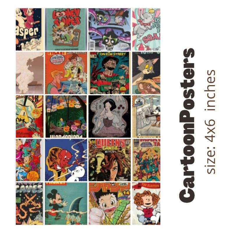 Cartoon Posters Aesthetic Wall Collage Kit(4x6) | Shopee Singapore