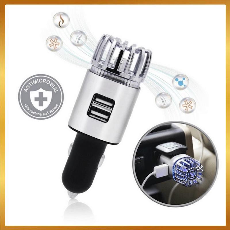 Car Air Purifier Ionizer Purifier with Dual USB Charger and Ionic Air ...
