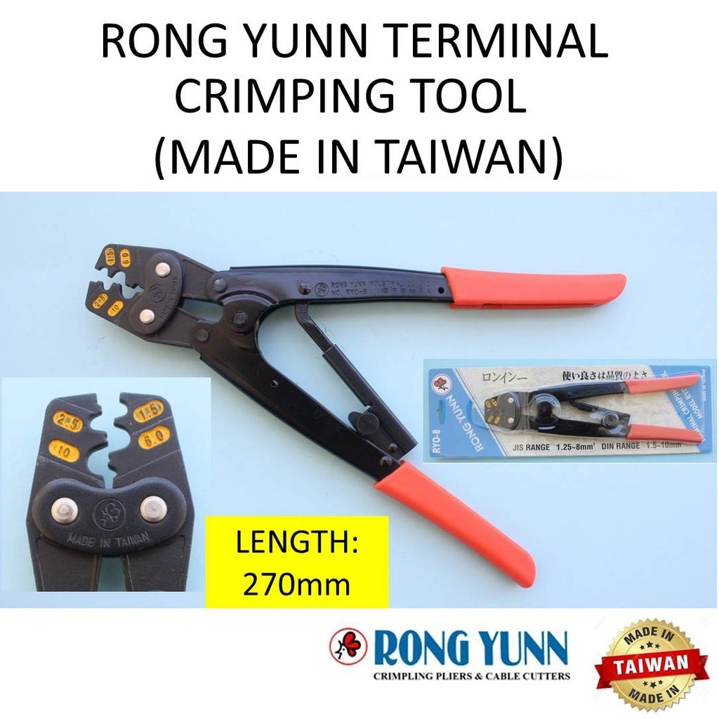 RONG YUNN TERMINAL CRIMPING TOOL RYO-6 RYO-8 RYO-14 RYO-25 RYO-38 (MADE ...