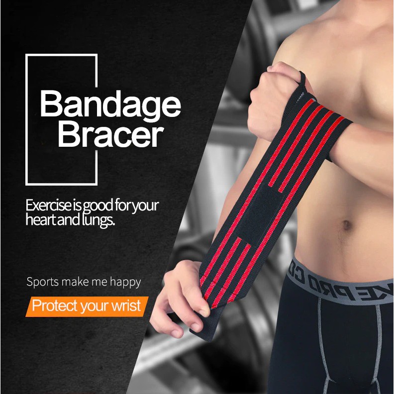 [Ready Stock SG]1 pair Wrist Wraps Gym Fitness Adjustable Elastic ...