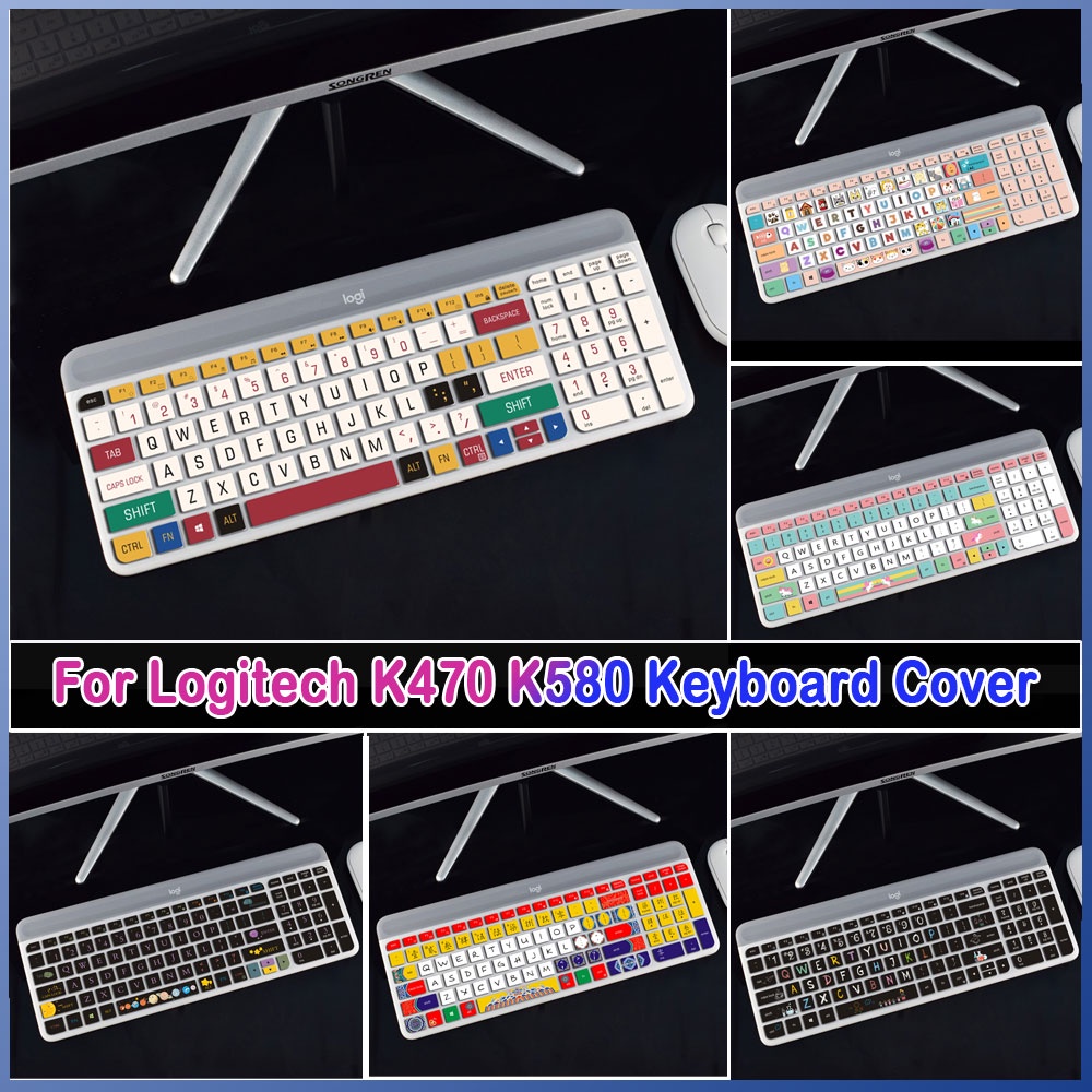 Cartoon keyboard cover for Logitech mk470 k470 k580 transparent clear ...