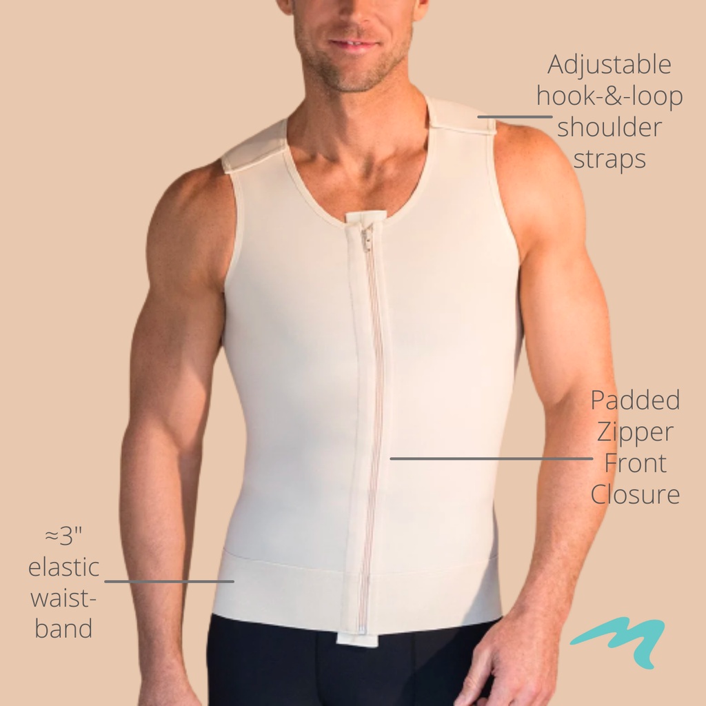MV Mens Compression Vest Full Chest Torso Abdomen Coverage Liposuction ...