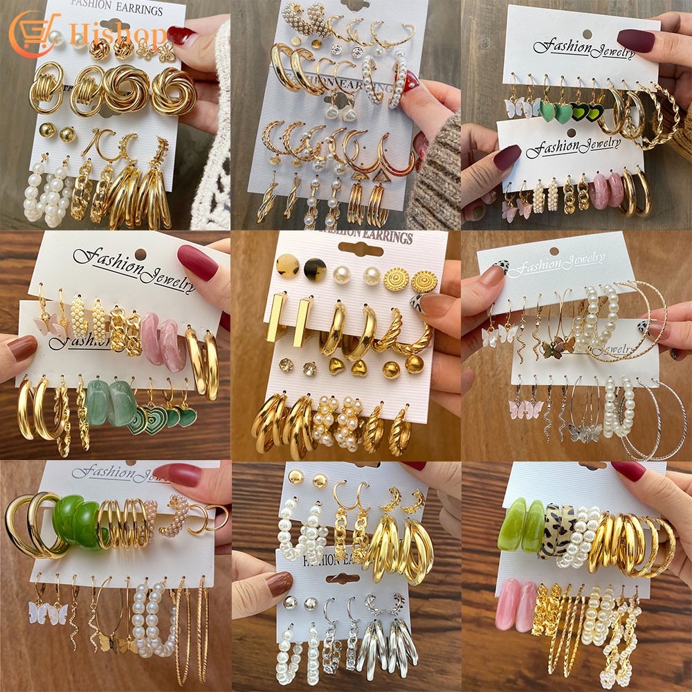 Pearl Butterfly Fashion Earrings Set Gold Color Stud Earring for Women Jewelry Accessories Party Gift Shopee Singapore