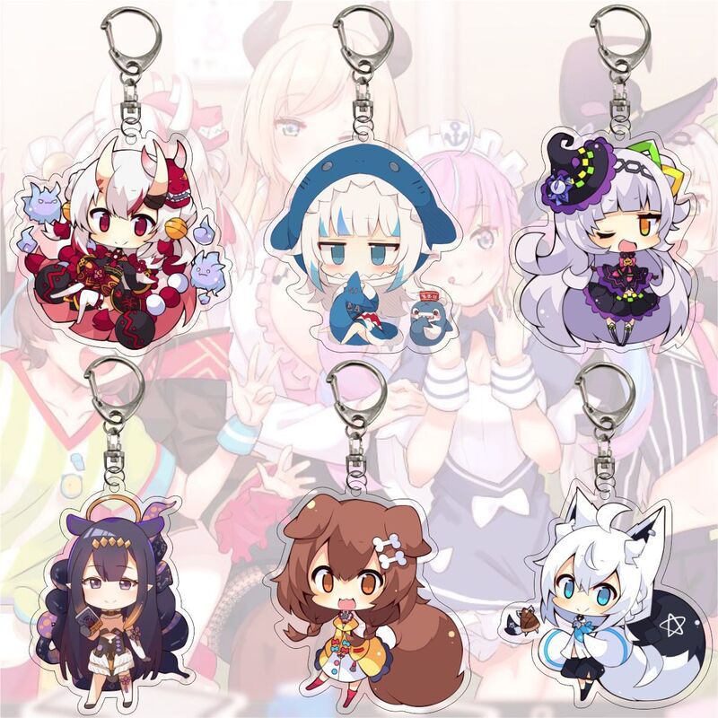 Hololive Vtuber Keychain Anime Figure Pendant Gawr Gura Mori Usada ...