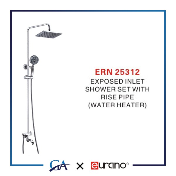Eurano SUS304 Series Exposed Inlet Shower Set With Rise Pipe (Water ...