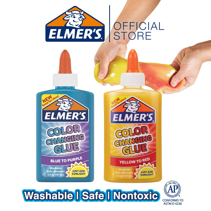 Elmer's Color Changing Glue | Bundle of 2 | Yellow and Blue | Nontoxic ...