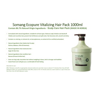 [Flor De Man] Ecopure Vitalizing Hair Shampoo / Conditioner / Hair Pack ...