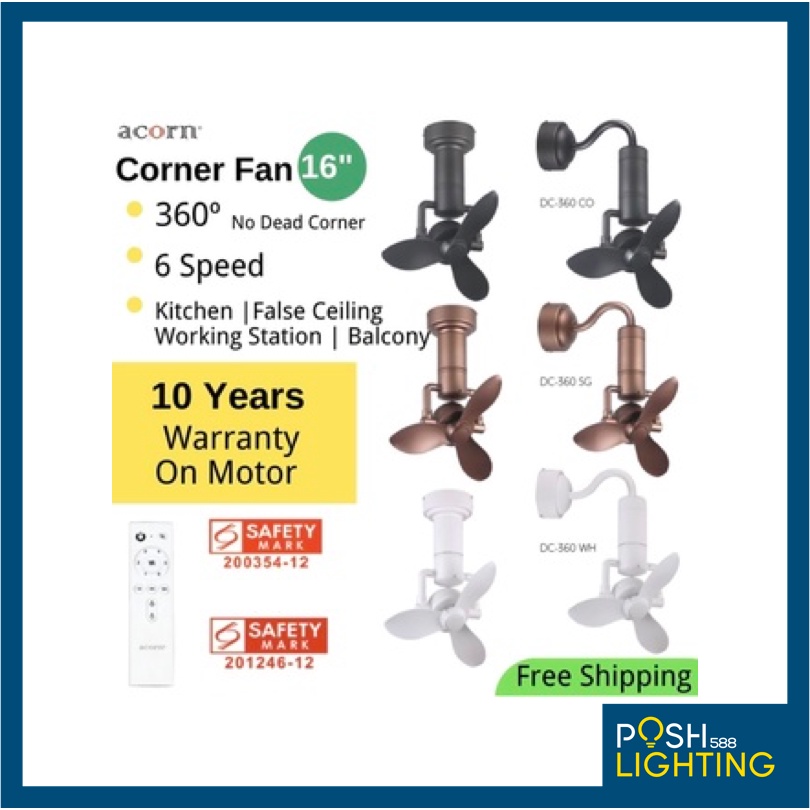 Acorn Corner DC-360 Designer Fan- installation options available ...