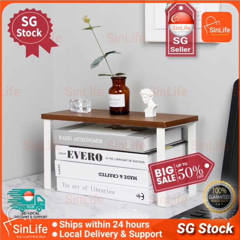 [SG StockDesktop shelf office desk file storage rack floating window ...