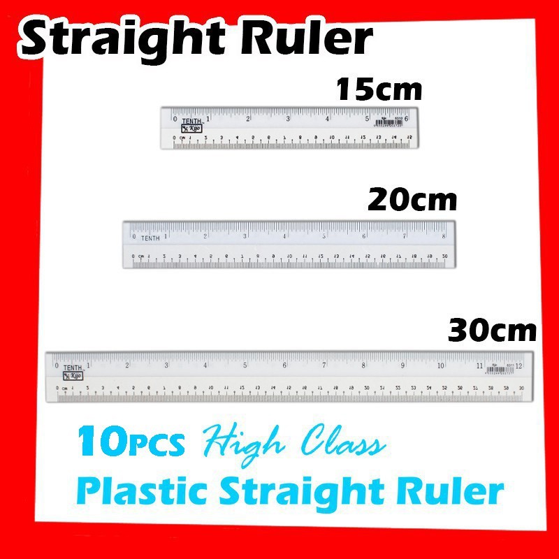 10 pcs of Straight Ruler Plastic 15cm / 20cm / 30cm High Class Plastic Straight Ruler 6310 6735 ...