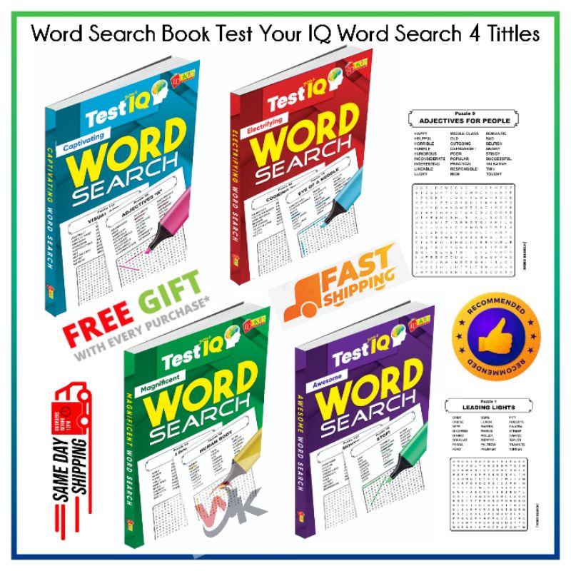 Word Search Book | Test Your IQ Word Search | Crossword | Puzzle | Word ...
