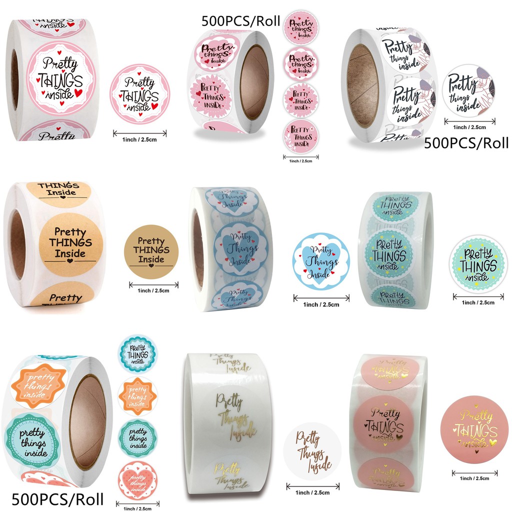 1Inch Pretty Things Inside Sticker With Rose 500 pcs Thank You Seal ...