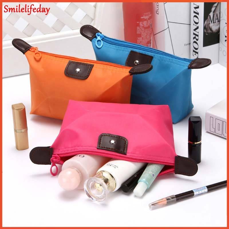 Creative Dumplings Shape Cosmetic Bag Women Striped Make Up Kit Small ...