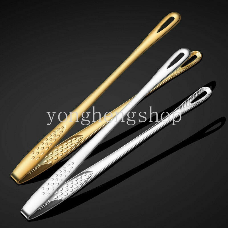 Long Handle Stainless Steel Food Tongs Non-Slip Barbecue Tong Steak ...
