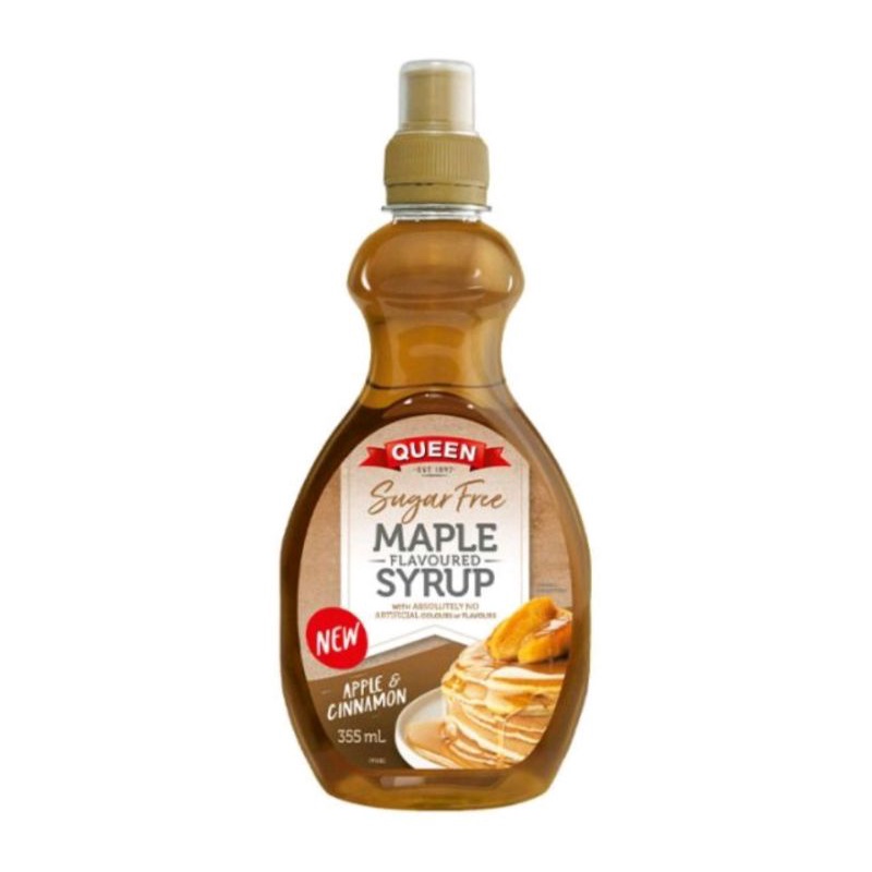 NEW! QUEEN SUGAR FREE APPLE & CINNAMON MAPLE FLAVOURED SYRUP 355mL ...
