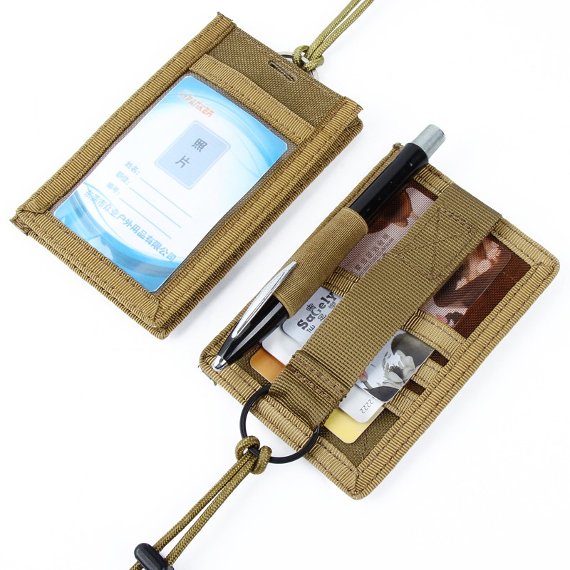 Tactical MOLLE ID Card Holder Hook Loop Patch Tour Guide Badge Holders ...