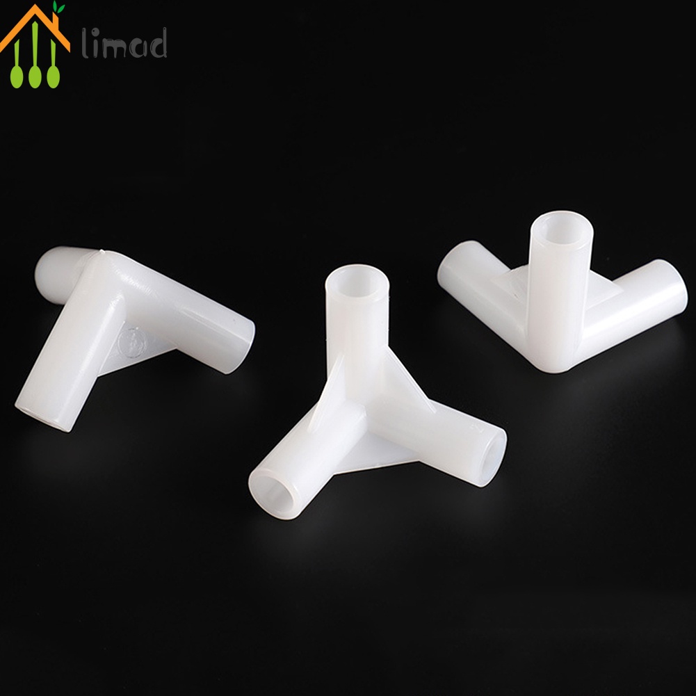 3-Way 8mm Tee Corner Fitting PE Plastic Right Angle Connector Tent Pipe ...