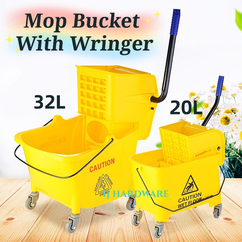 Heavy Duty Commercial Mop Bucket with Wringer 32 Liters Squeeze Type ...