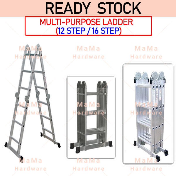 12step / 16Step Aluminium Foldable Multipurpose Ladder (straight ...