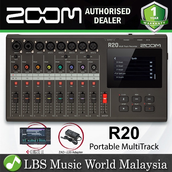 Zoom R20 16 Track Portable MultiTrack Recorder Mixer, Audio Interface ...