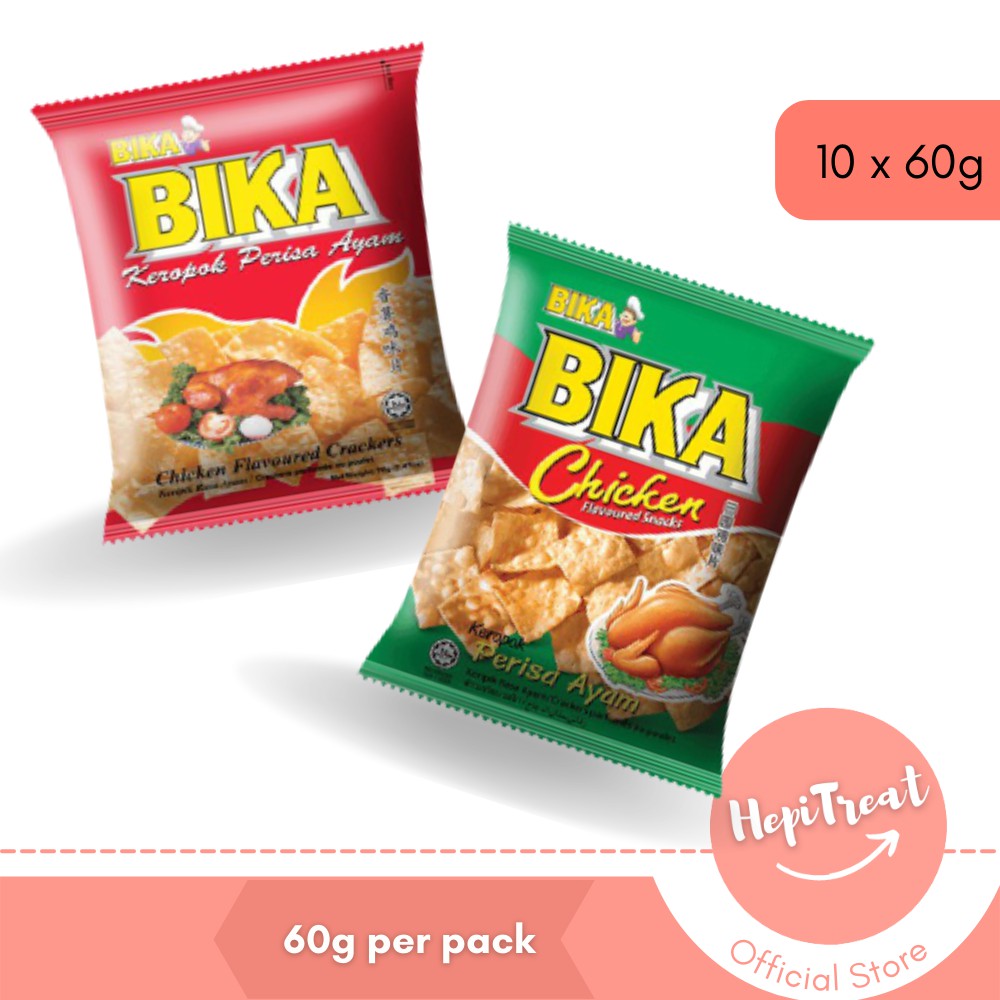 Bika Crackers Chip Snack Chicken (Red / Green) - 10 Packs x 60g | Shopee Singapore