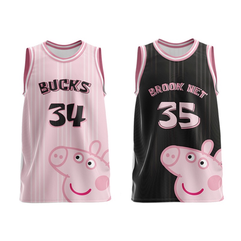 Petch the pig Basketball Uniform Men Women Pink Cartoon Training Jersey ...