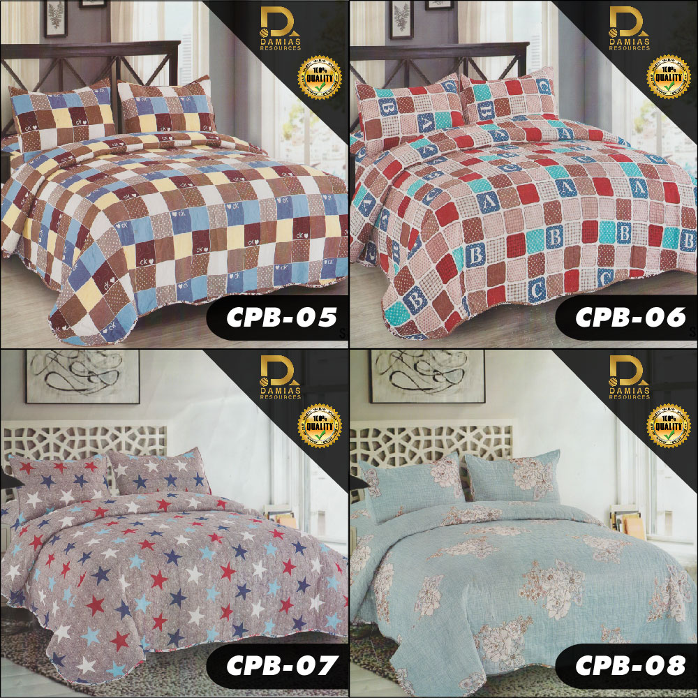 AIZHOU Collection Cadar Hamparan Patchwork Set 3 in 1 Cotton Saiz Queen Tidak Panas | Shopee ...