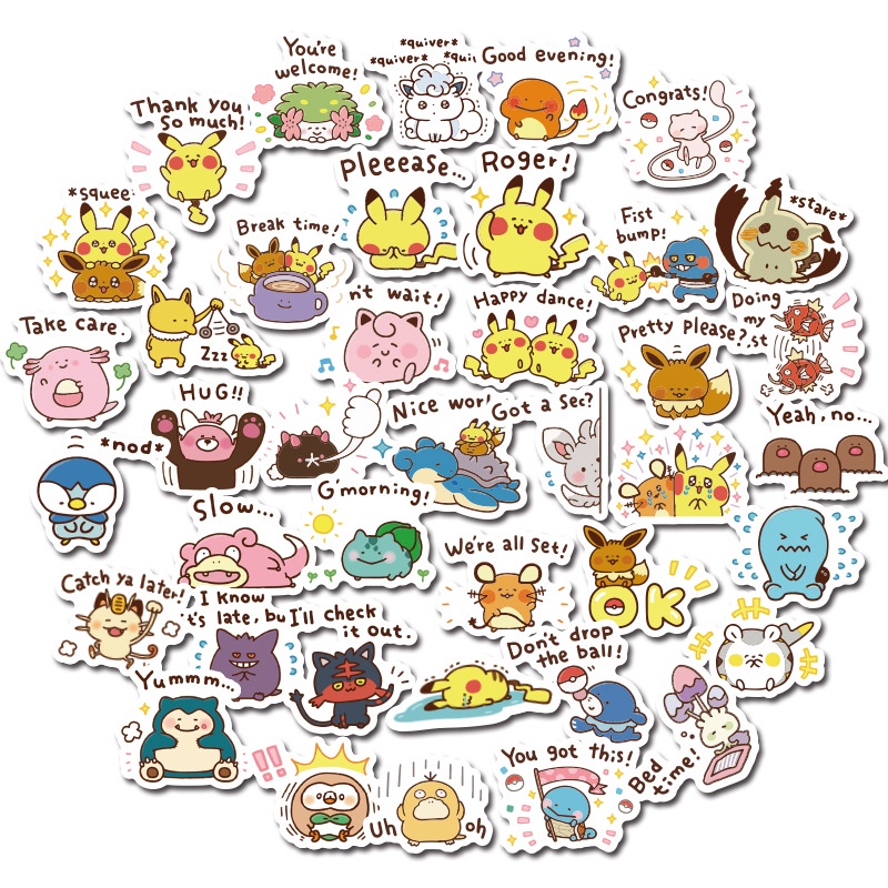 40pcs Cute Pokemon Cartoon Waterproof Scrapbook Stickers | Shopee Singapore