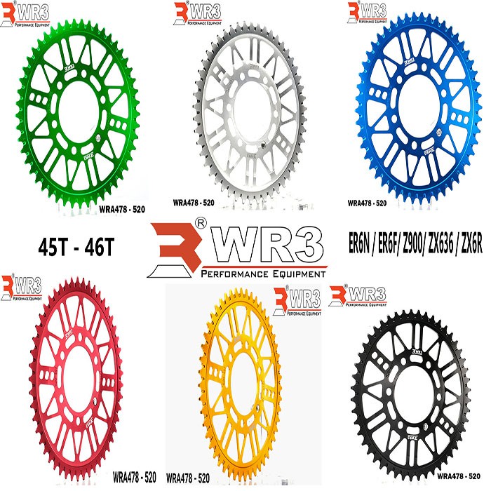 Gear Racing WR3 WRA478-520 Kawasaki ZX25R ER6N/ER6F/Z800/ZX6R/ZX636 43T ...