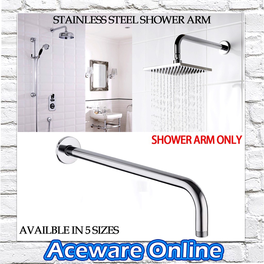 Stainless Steel 1/2” BSP Shower Arm For Shower Head In 5 Sizes Wall ...
