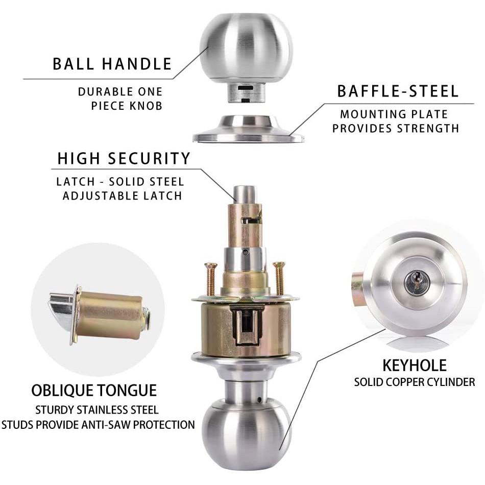 NIKAWA Round Door Lock Cylindrical Lock HDB Room Door Lock | Shopee ...