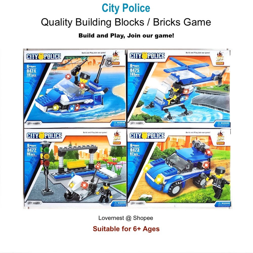 LOVERNEST Toy's Castle Puzzle CITY POLICE Building Blocks Bricks Game ...