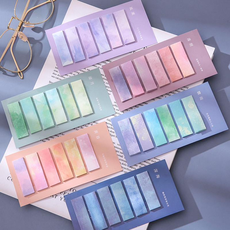 120 Sheets INS Gradient Color Label Sticky Note Student Classification ...