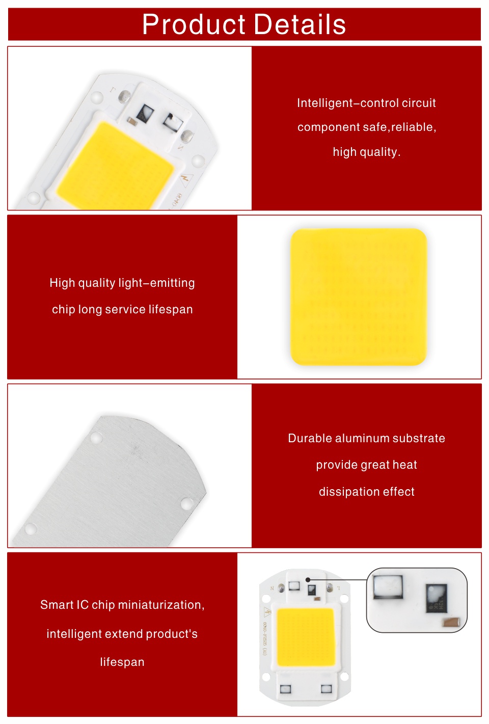 Got Liang LED Chip 10W 20W 30W 50W 110V 220V COB Lamp Beads Smart IC No ...