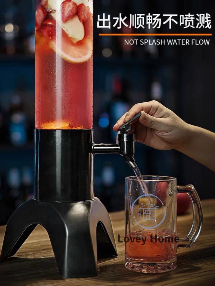 Drinks Tower with Ice Tube Lighting 1.5L/3L Beer Water Dispenser Juice ...