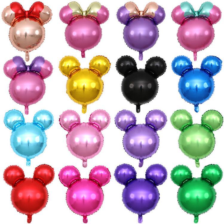 28 Inch Mickey and Minnie Head Shape Aluminum Foil Balloon Mickey Mouse ...