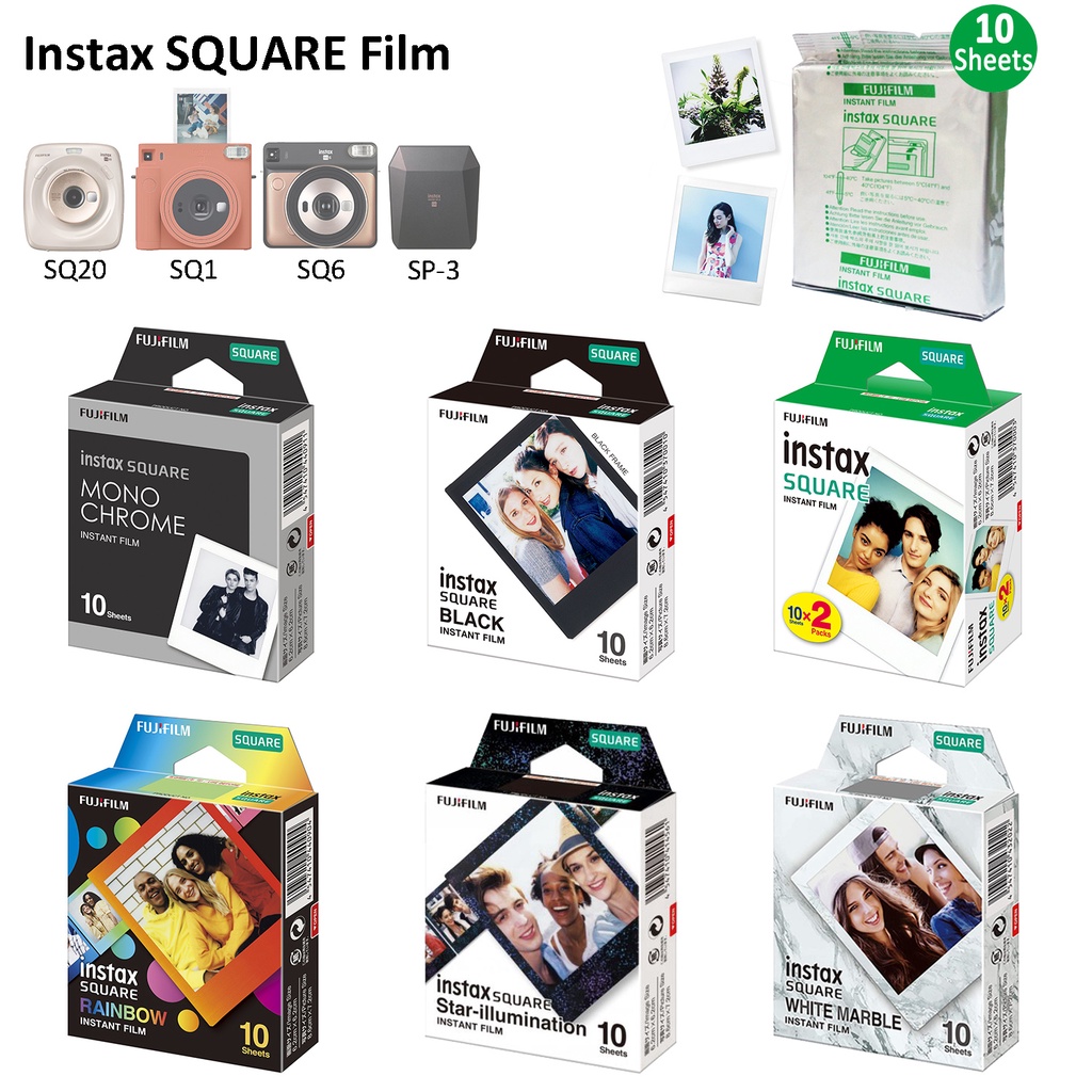 Fresh Fujifilm Instax Square Film For Fuji SQ1 SQ10 SQ20 SQ-40 SP-3 White/Black/Monochrome ...