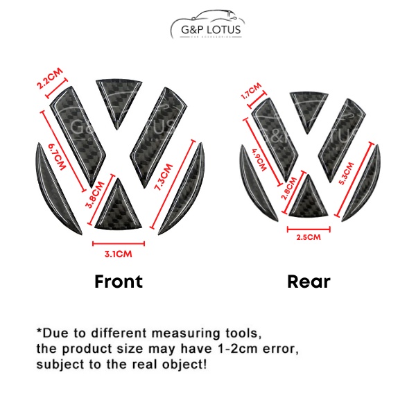 Volkswagen Carbon Design Logo Sticker Front/Rear/ Steering Golf GTI MK5 ...