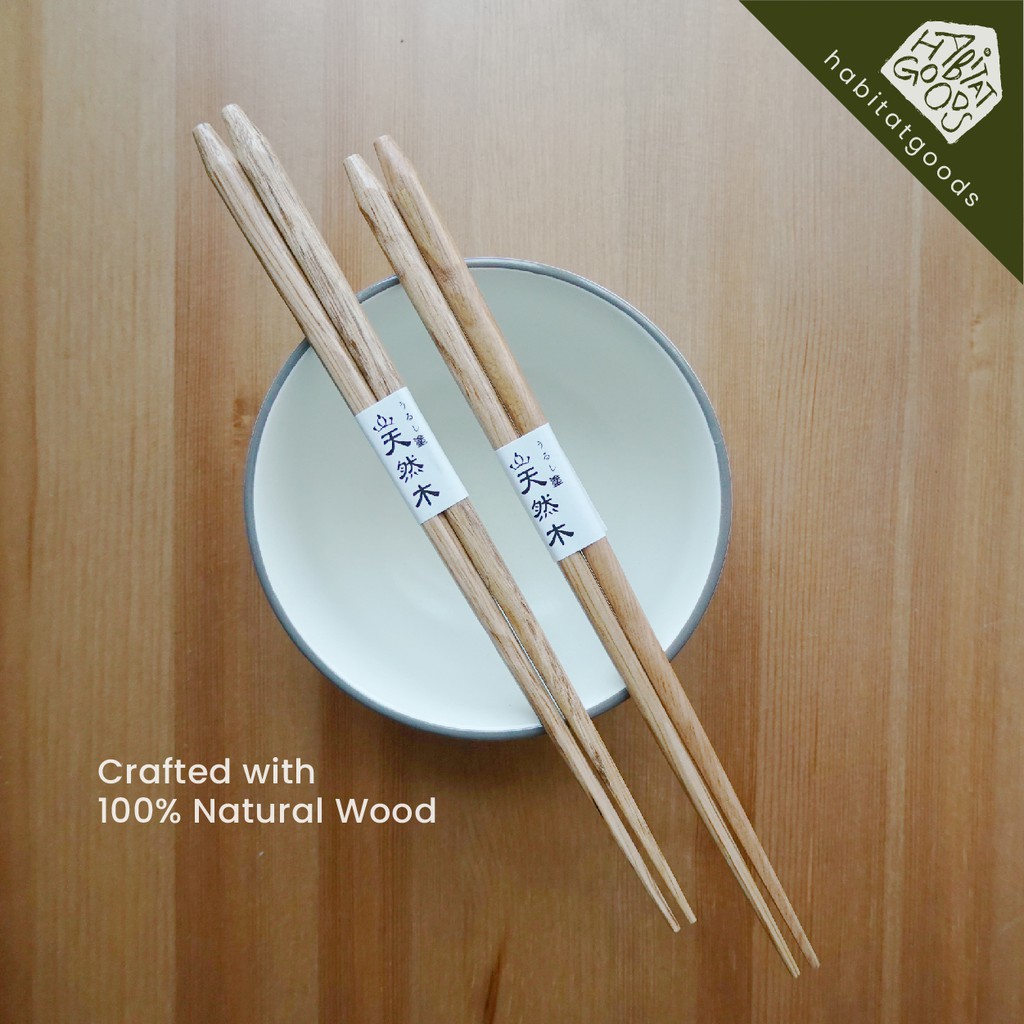 🇸🇬 2 PAIRS Natural Wood Chopsticks Reusable Tableware Eco-friendly ...