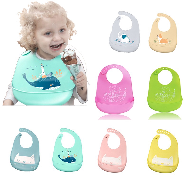Baby Stuff Waterproof Silicone Bib Feeding Infant Newborn Cartoon ...