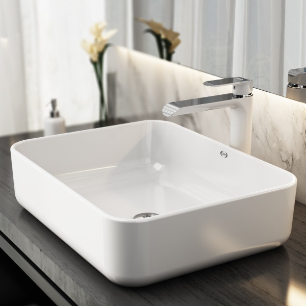 AER White Basin Package Counter Top Basin CWB 19 R and Brass Mixer ...