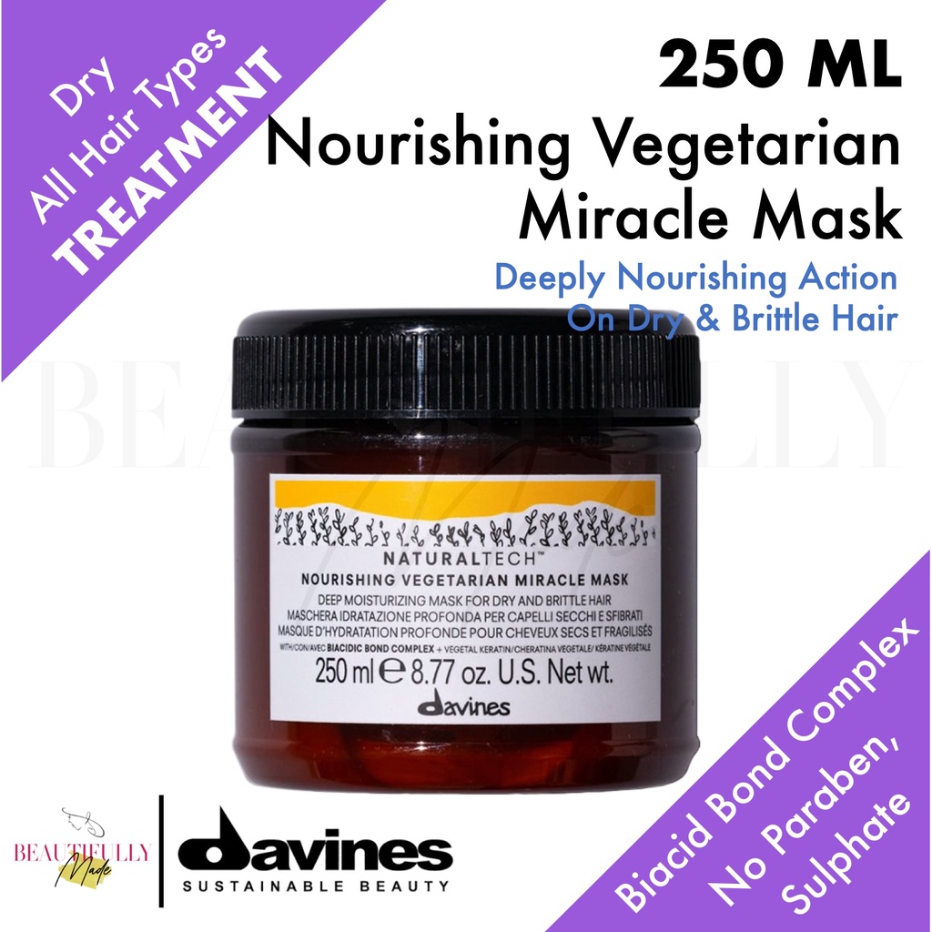 Davines NaturalTech Nourishing Vegetarian Miracle Mask 250ml / 12ml ...