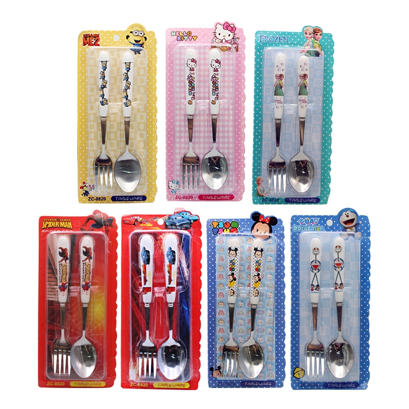 Cartoon Frozen Hello Kitty Spiderman Kids Tableware Stainless Steel ...