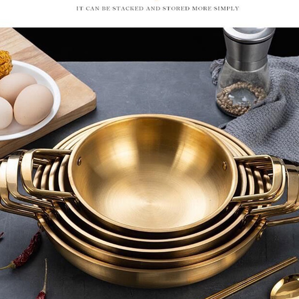 【SG】Korean Stainless Steel Noodle Pot Everyday Pan Ramen Golden ...