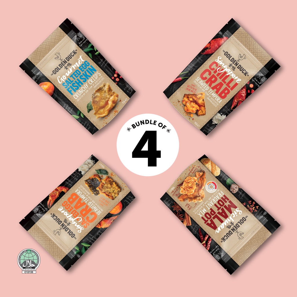 [Bundle of 4] The Golden Duck Mix Assorted Flavors | Salted Egg Fish ...