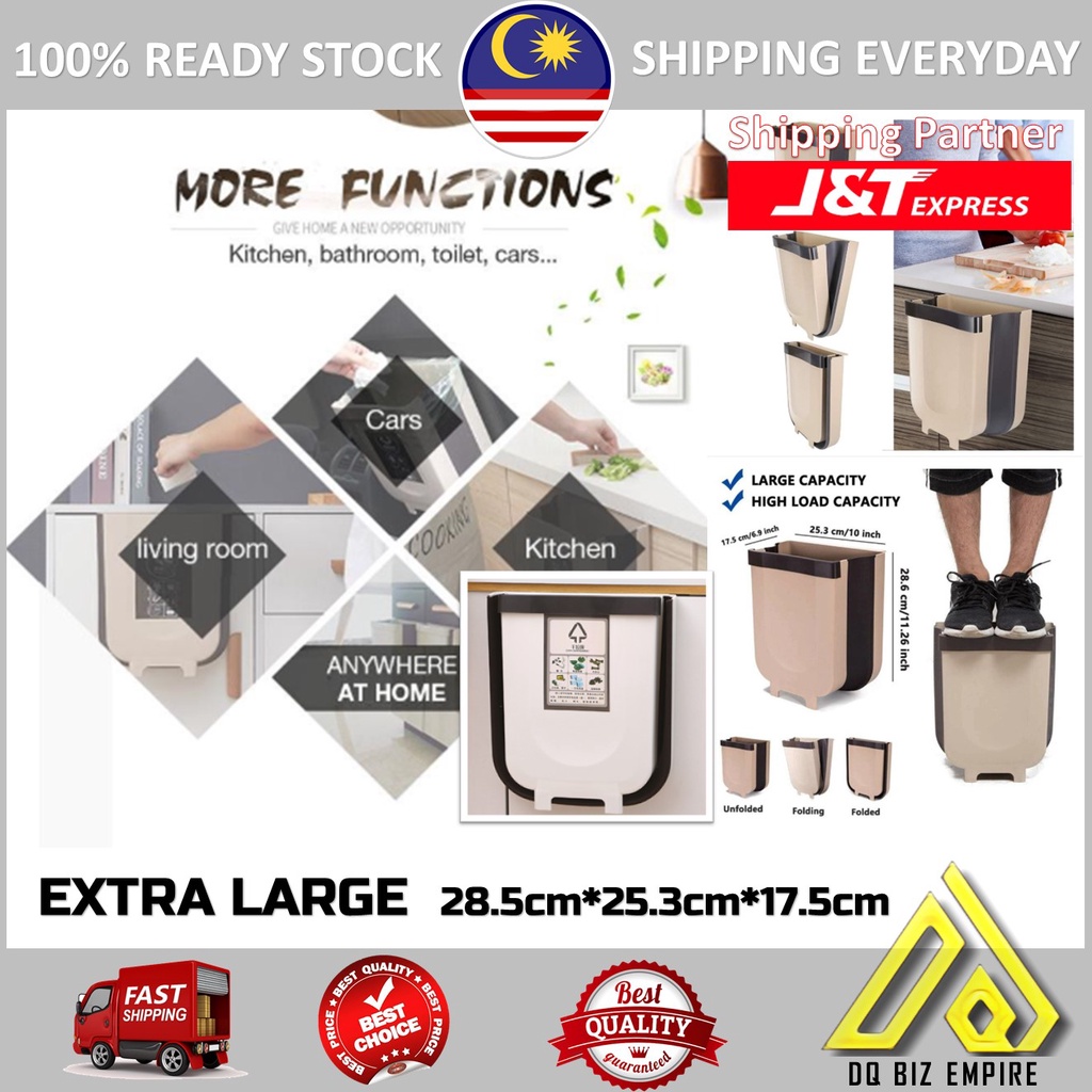 Foldable Dustbin Folding Waste Bin Kitchen Cabinet Door Hanging Trash ...